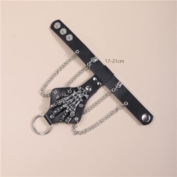 Other | Yertter Punk Grunge Gothic Black Pu Leather Skull Skeleton Hand ...